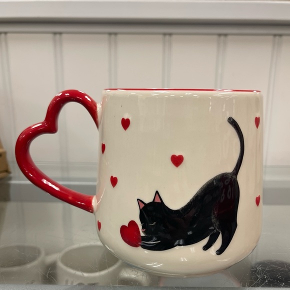 Tabletops Unlimited | Dining | Valentine Heart Black Cat Ceramic Red ...